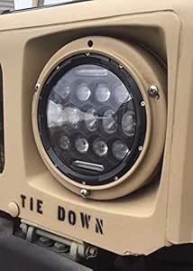 Amazon.com: Military Headlight Pair LED 24v Black Bezel - Plug And Play ...