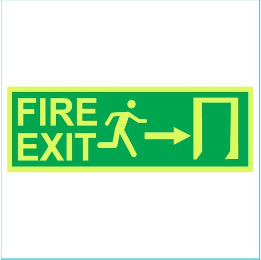 Fire exit Rightside Way Arrow Glow Sign Emergency fire Safety Radium ...