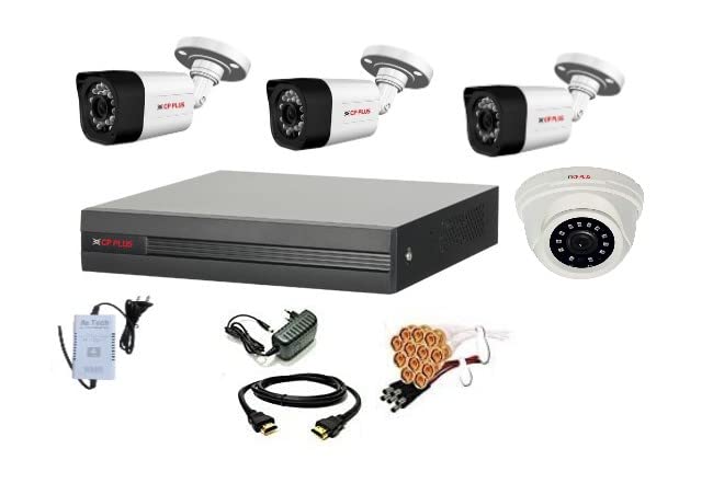 CP PLUS 4-Channel HD DVR 1080p 1Pcs, Outdoor Camera 2.4 MP 3 Pcs ...