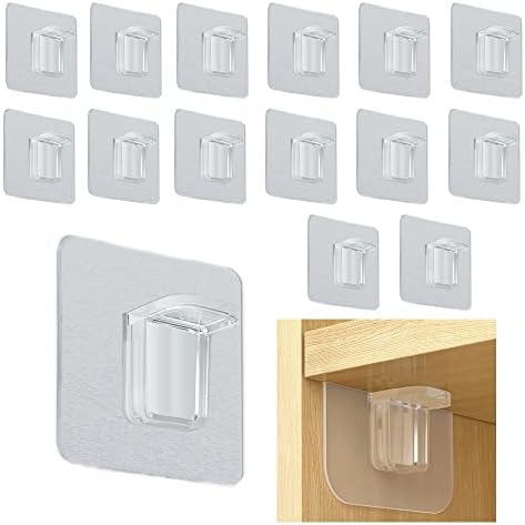 15 Pcs Shelf Support Pegs Transparent Adhesive Pegs Punch Free Shelf ...