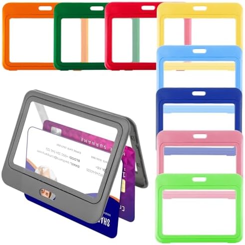 Amazon.com : Oruola 9pcs Horizontal Badge Holders, Double-Sided Clear ...