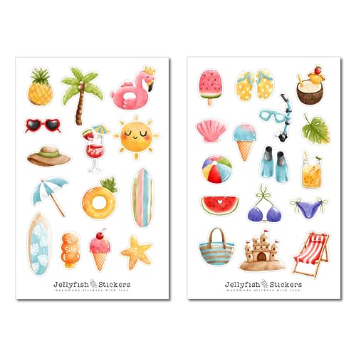 Sommer Urlaub niedlich Sticker Set - Aufkleber, Journal Sticker ...