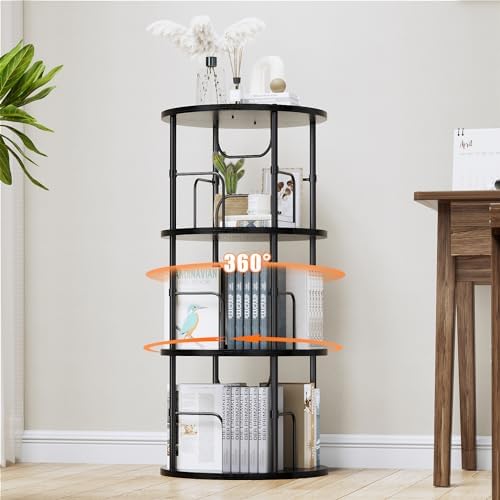 Amazon.com: ALLSTAND Rotating Bookshelf, 3 Tier Round Revolving ...