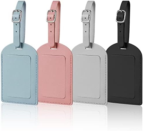 Amazon.com: 4pcs PU Leather Luggage Tags with Adjustable Strap,Suitcase Tags Identifiers Name ...