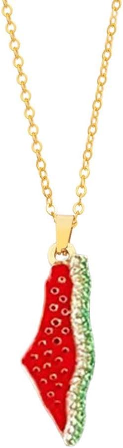 Amazon.com: generic Palestine Map Pendant Necklace,Watermelon Necklace ...