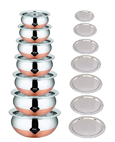 Buy Redific 7Pc Pcs Pieces Handi Set 7 Pc Handi Set with Lid Copper ...