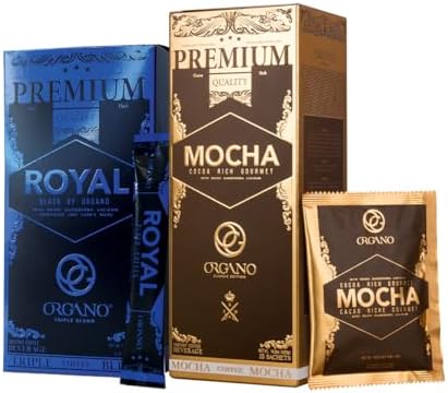 Amazon.com : ORGANO Combo Pack, 1 box ROYAL Black Coffee and 1 Box Cafe ...
