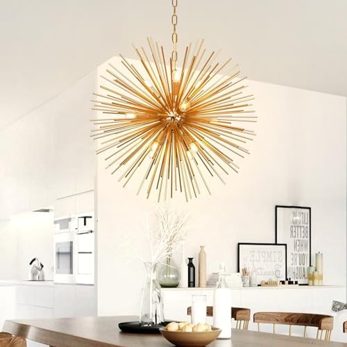 GMizon Modern Gold Sputnik Chandelier 12-Lights Mid-Century Starburst Chandelier Ceiling Lights ...