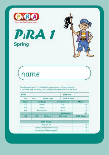Progress in Reading Assessment Test 1, Spring PK10 (PIRA) : McCarty ...