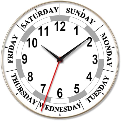 Amazon.com: Mwfus Day of The Week Clock with Time of Day Combination ...