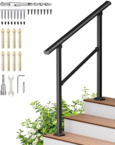 Hand Rails for Outdoor Steps 2-3 Step Deck Railing Kit Wall Floor ...