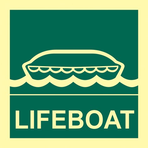 'Lifeboat' Sign, Self-Adhesive Rigid Photoluminescent Board (150mm x ...