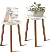 Amazon.com: LITADA Small Patio Table (Set of 2) Acacia Wooden Small ...