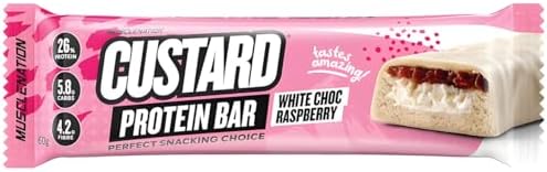 Amazon.com : Muscle Nation Custard Protein Bar White Choc Raspberry 60g ...