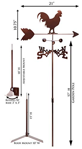 SWEN Products Rooster Chicken Weathervane (Roof Mount Included) – Stout ...
