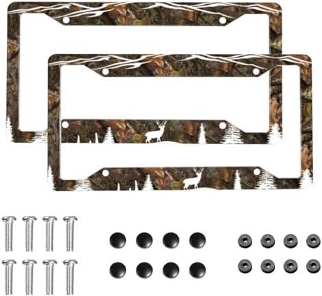 Amazon.com: Camo Hunting Deer License Plate Frame 2 Pack License Plate ...