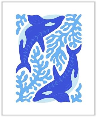 Amazon.com: Poster Master Blue Orcas Canvas - Retro Whale Print ...