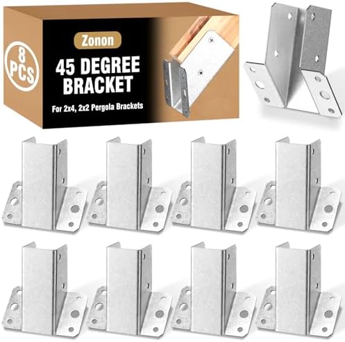 Amazon.com: Zonon 8 Pcs 45 Degree Bracket 2x4, 2x2 Pergola Brackets 45 ...