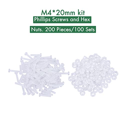 Pzsmocn 200 Pieces / 100 Sets M4 PC Clear Acrylic Screw and Nut Kit. M4 ...