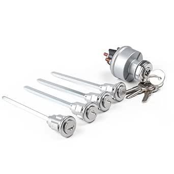 Amazon.com: Ignition Switch Assembly Kit with 4 Door Lock Cylinder & 4 ...