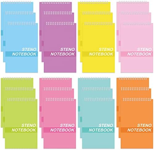 Amazon.com : Gueevin 24 Pads Spiral Steno Pads 6 x 9 Inches Steno ...