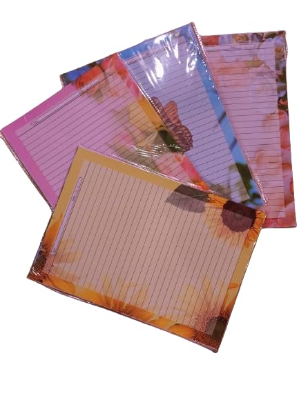 Buy Pack of 40 Sheets A4 Size Designer Sheets One Side Line one Side ...