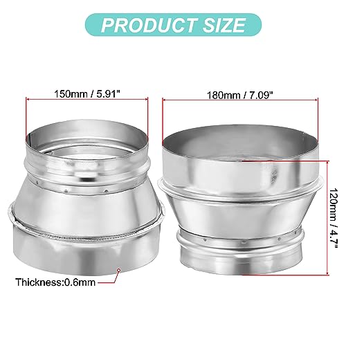 PATIKIL Ducting Reducer 180mm to 150mm, 7 to 6 Inch Metal Air Ducting ...