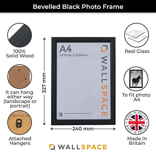 Wall Space A4 Black Frame | Bevelled A4 Black Picture Frame 297×210 ...