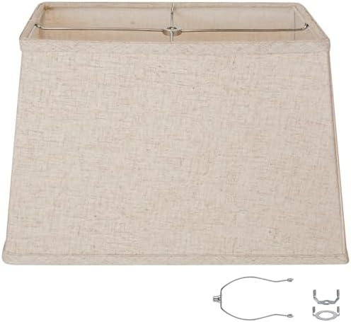 Square Lamp shade, Large Beige Linen Lampshade, Top 7"x12.5", Bottom 9 ...