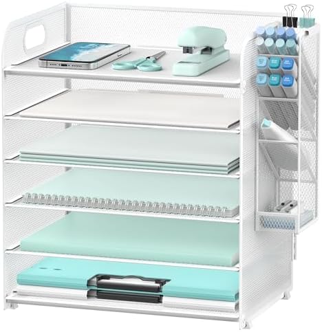 Amazon.com: SUPEASY 6 Tier Paper Organizer with 4 Pen Holders, Mesh ...