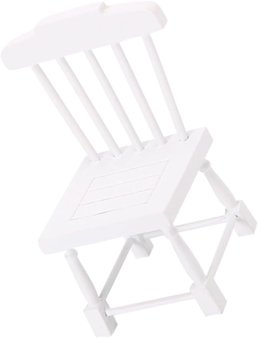 Amazon.com: UPKOCH Scale Miniature Wooden Dollhouse Chair White Mini ...