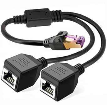 RJ45 Network Splitter Adapter Cable, Tomjoy RJ45 1 Male to 2 Female ...