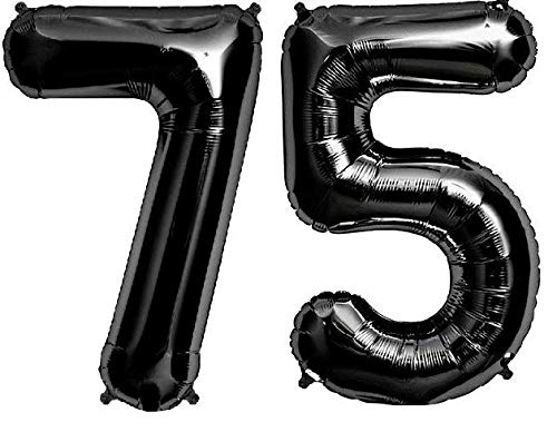 Haven's treasure Black Number 75 Balloons, 75th Birthday Party Balloons ...