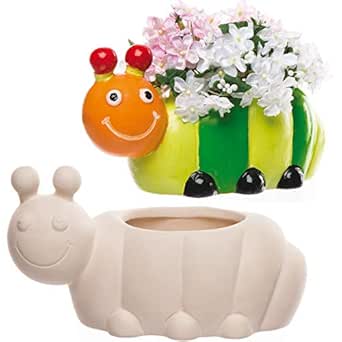 Baker Ross AV988 Caterpillar Flowerpots - Pack of 2, Ceramic Painting ...
