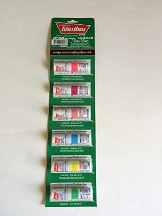 poysian Menthol Nasal Inhaler Double-Sided for Smell and rub (Pack of 6 ...