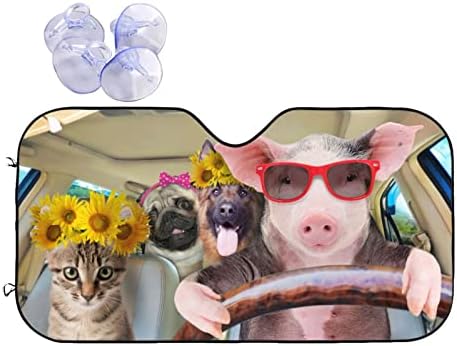 Amazon.com: Funny Cat Driving Car Windshield Sun Shade for Car SUV ...