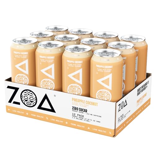 ZOA Zero Sugar Energy Drinks, Pineapple Coconut - Clean Sugar-Free ...