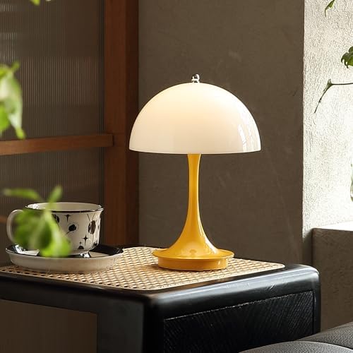 Flowerpot Lamp, Cordless Mushroom Table Lamp,3 Color Stepless Dimmable ...