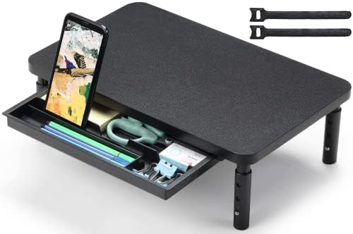 BONTEC Monitor Stand with Drawer, 3 Height Adjustable PC Monitor Riser ...
