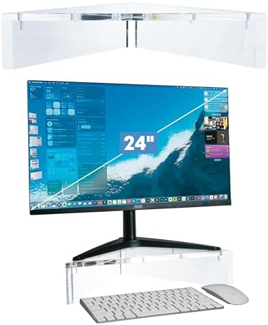Amazon.com: ROYUMI Corner Monitor Stand Clear Acrylic Leg ＆ Wood Corner ...