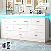 Amazon.com: 10 Drawer Dresser with LED Light and Charging Station ...