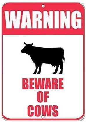 Amazon.com: Tin Sign 8x12 in Beware of Cows Traffic Sign - Tin Wall ...