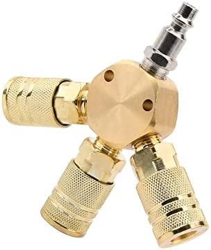 Luckyweld 3-Way Air Manifold, 1/4 Inch Air Hose Manifold, with 3 Pieces ...