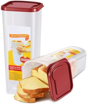 Amazon.com: Flexzion 2 Pack Bread Containers Storage Airtight Loaf ...