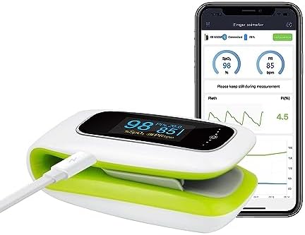 Biomedintech Fingertip Pulse Oximeter with Bluetooth, Blood Oxygen ...