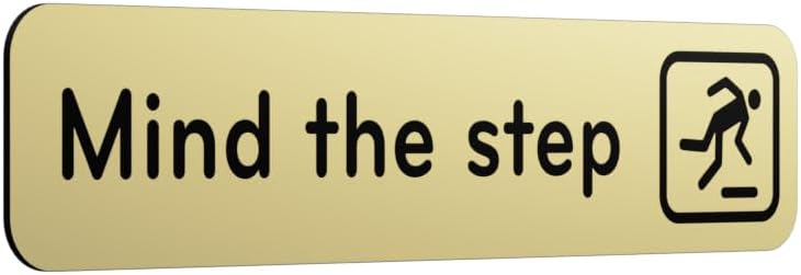 Mind The Step Sign - Self-Adhesive PVC - Chrome Effect - 200mm x 50mm ...