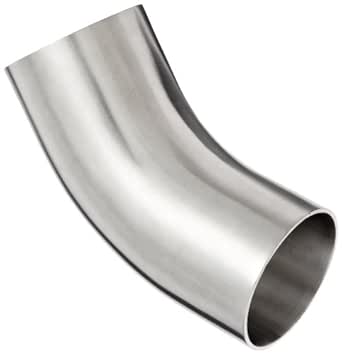 Dixon B2KS-R200P Stainless Steel 316L Sanitary Fitting, 45 Degree Polished Weld Long Elbow with ...