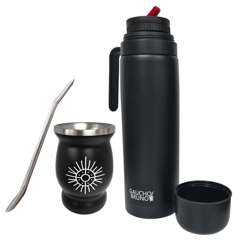 Gaucho Bruno Yerba Mate Kit – Stainless Steel Thermal Cup with 1 Litre ...