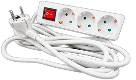 Alargador de 3 Bases de enchufes, con Interruptor y Cable de 3 Metros ...