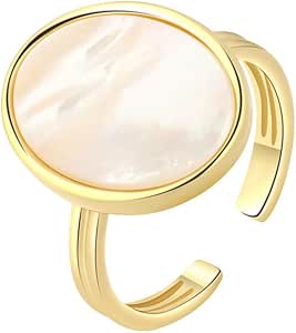 Amazon.com: OIDIMS Oval Shell Statement Ring for Women Gold Plated Open ...